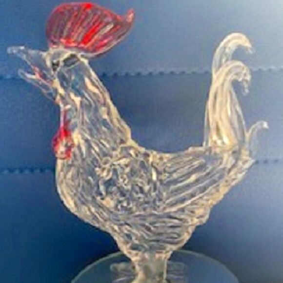 Art | Chicken Rooster Crystal Figurine Art Sculpture Decor Hand Blown ...